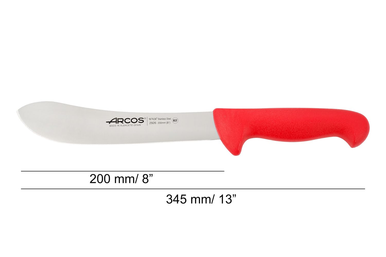 ARCOS Butcher Knife 8 Inch Stainless Steel. Professional Cooking Knife For Cutting Meat, Fish and Vegetables. Ergonomic Polyoxymethylene Handle and 200mm Blade. Series 2900. Color Blue