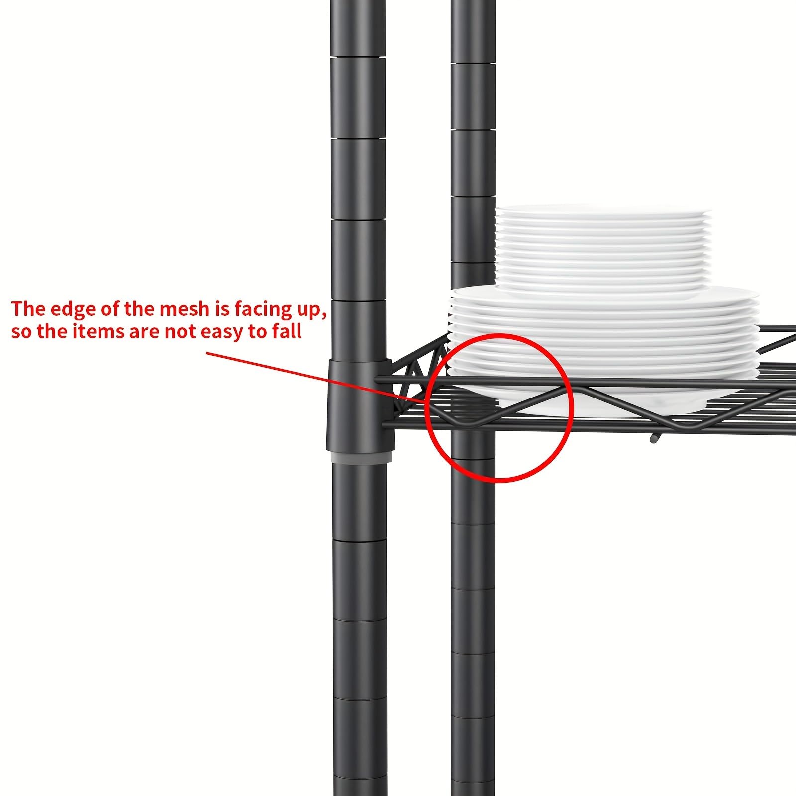 1pc Black 5-tier Storage Rack, Heavy Duty Storage Shelving Unit (150 Lbs Loading Capacity Per Shelf), Steel Organizer Wire Shelf, Can Be Used In Bathroom, Dining Room, Living Room, Bedroom, Garage