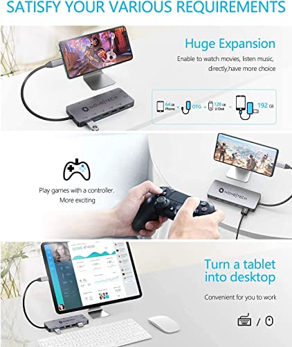 NOV8Tech USB C Hub, 11 in 1 USB Hub 3.0 Adapter Dongle for M1 MacBook Pro Air, Windows Laptop and Other Type C Devices, 4K HDMI, 100W USB C Dock PD, Micro SD & 2X SD, 2X USB 3.0, 3X USB 2.0