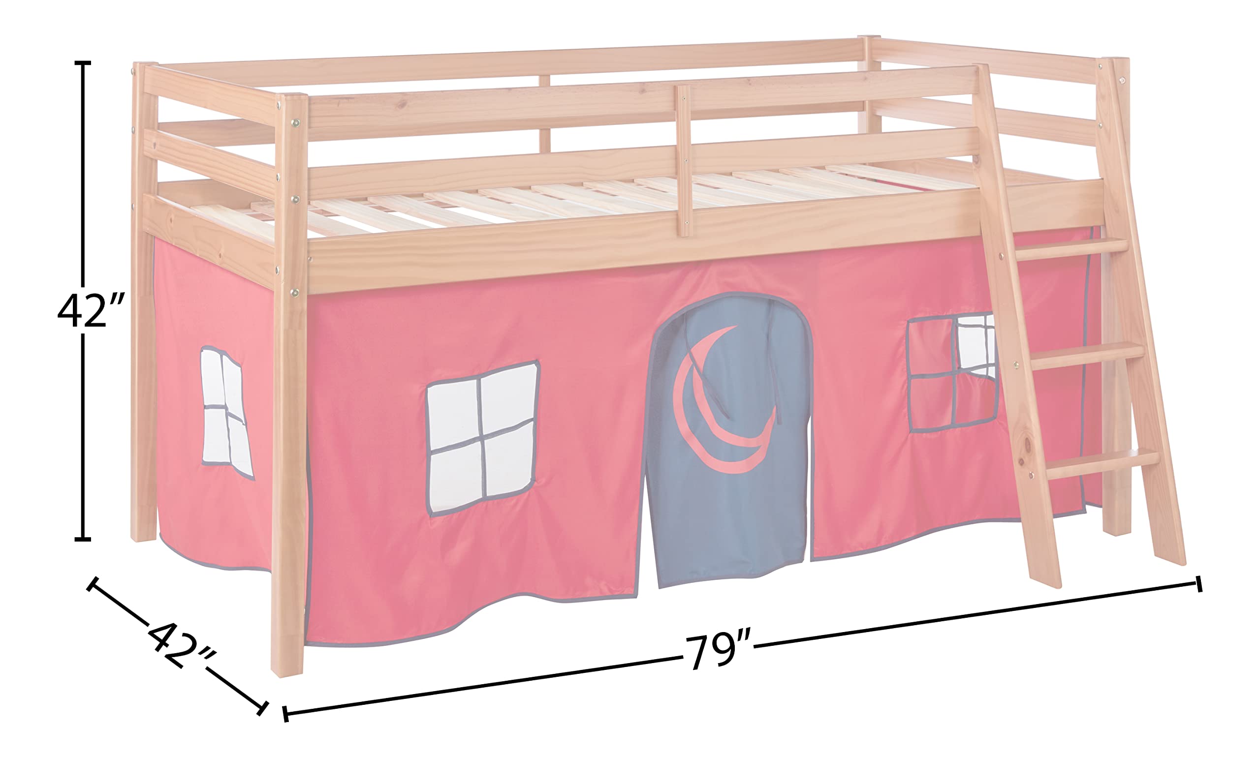 Alaterre Furniture Roxy Junior Loft - Cinnamon with Red and Blue Bottom Tent