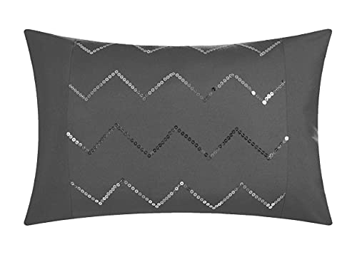 Chic Home CS0576-AN 20 Piece Jacksonville Reversible Chevron Pattern Comforter Set, King, Grey