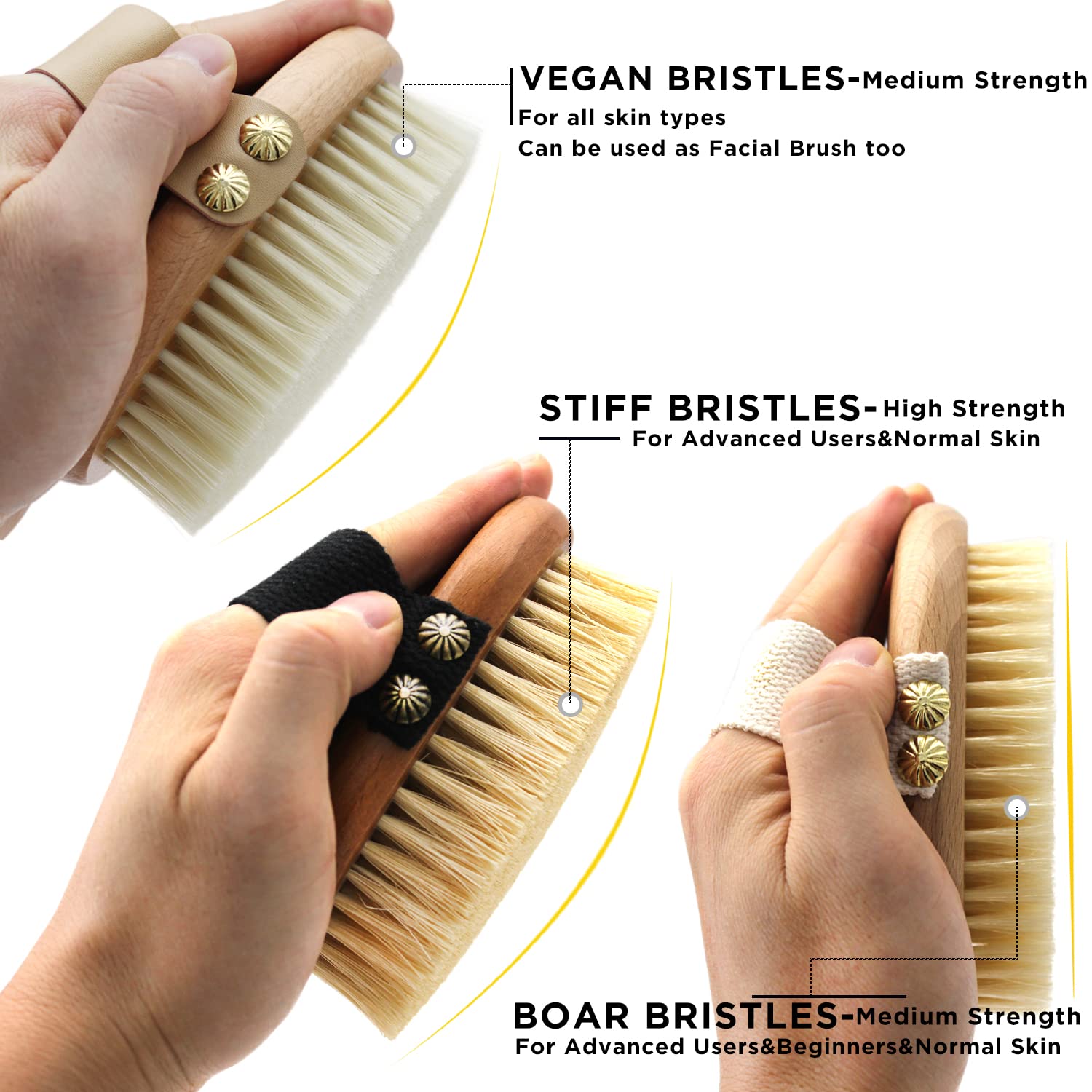 ICANdOIT Dry Brushing Body Brush-Stiff Sisal Bristles Dry Skin Brush,Exfoliating Massage Brush for Cellulite and Lymphatic,Improve Circulation,Stop Ingrown Hairs,Reduce Acne,Soften Skin