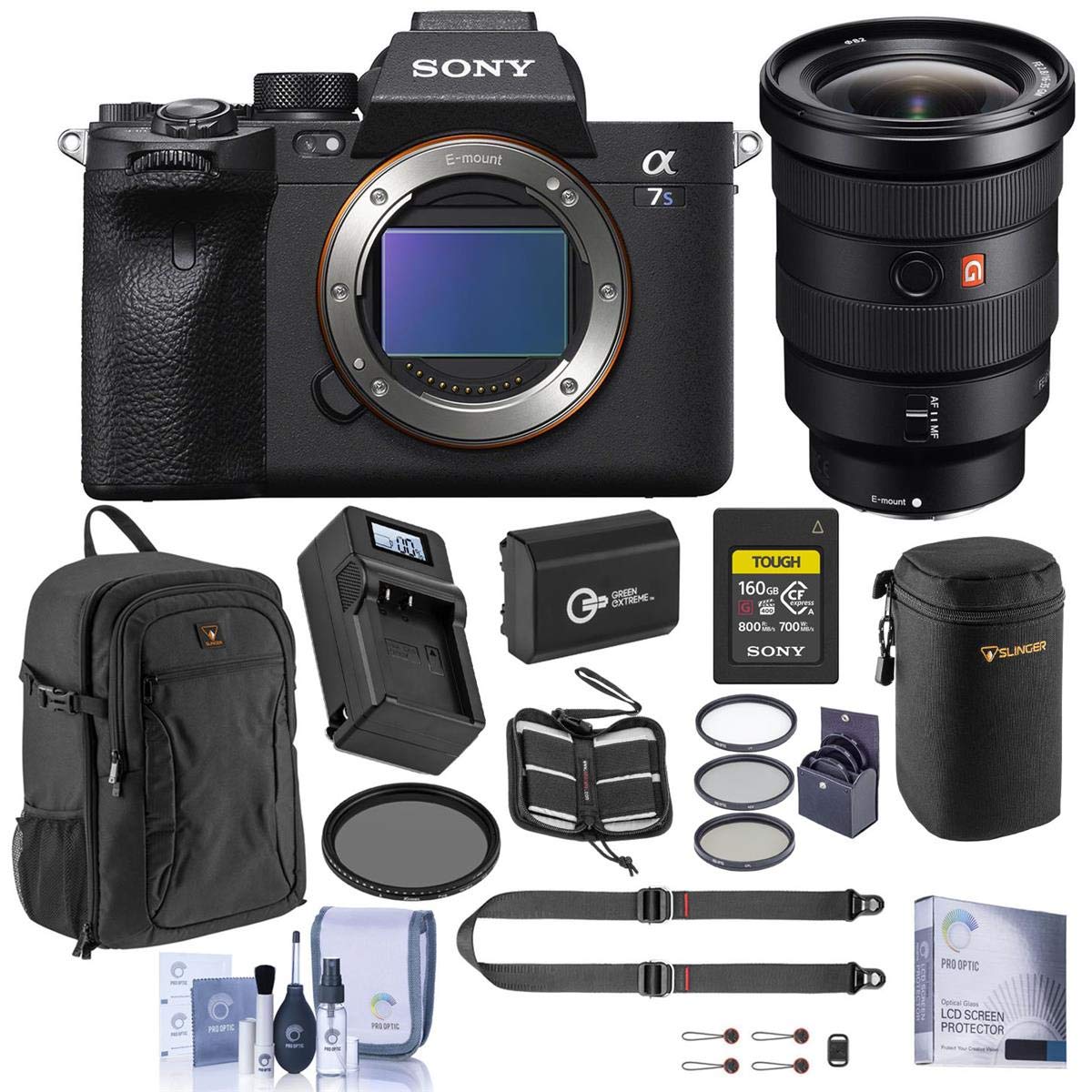 Sony Alpha a7S III Mirrorless Camera with 16-35mm f/2.8 Lens Bundle 160GB CFexpress Card, Backpack, Extra Battery, Charger, Neck Strap, Filter Kit and Accessories