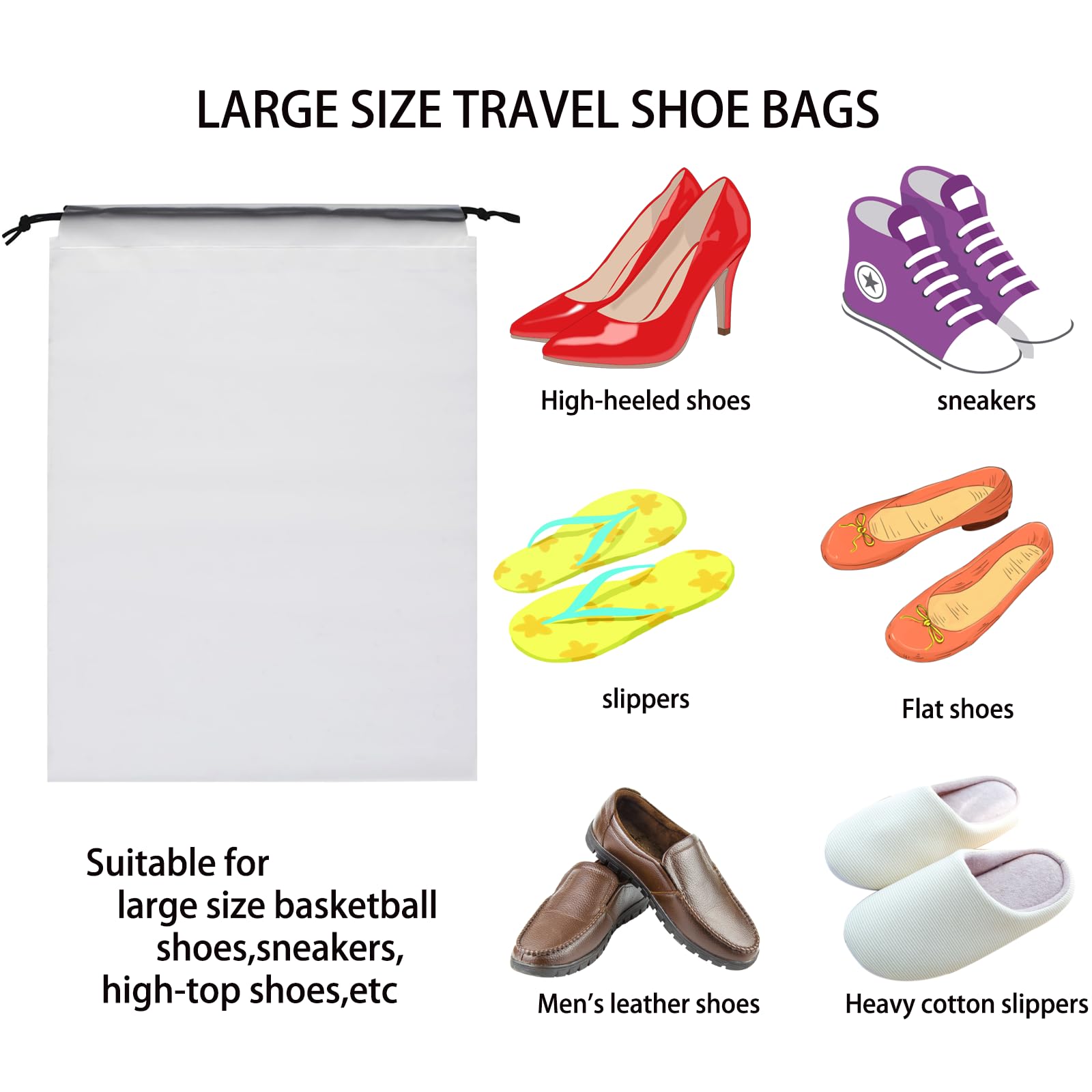20 Pcs Travel Shoe Bags Shoe Organizer for Packing Clear Drawstring Travel Shoe Bag for Luggage