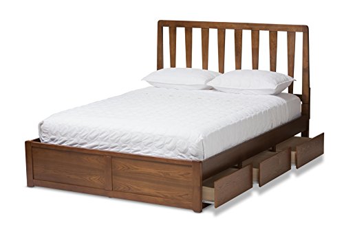 Baxton Studio Garonne Storage Platform Bed, Queen, Walnut Brown