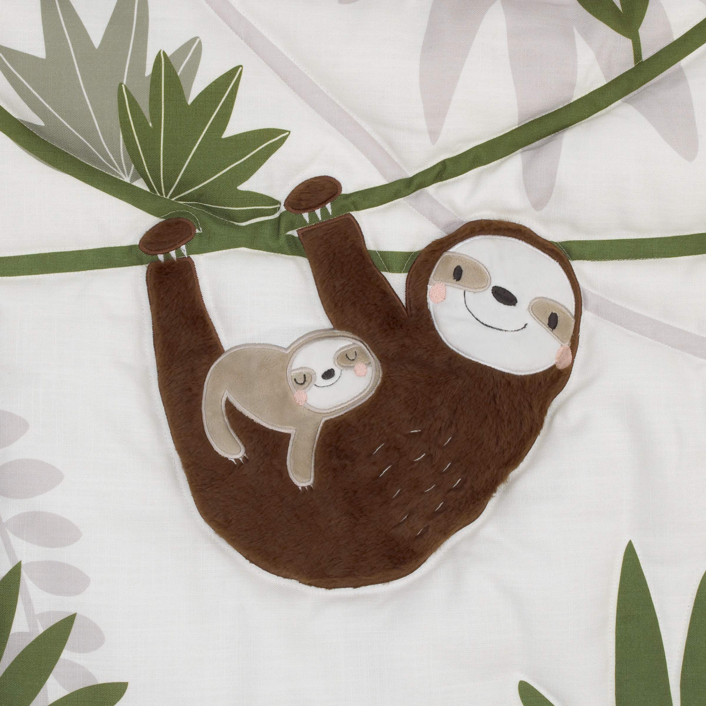 NoJo Jungle Gym 4 Piece Nursery Crib Bedding Set - Grey, Brown and Green Comforter, 100% Cotton Fitted Crib Sheet, Crib Skirt, and Storage