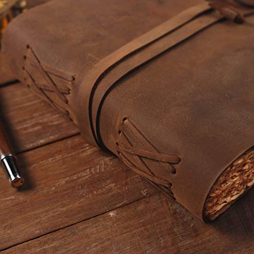 Leather Journal-Vintage Leatherbound Journal - Handmade Antique Deckle Edge Paper - Leather Sketchbook - Book of Shadows Journal - Thick Journal - Vintage Journal