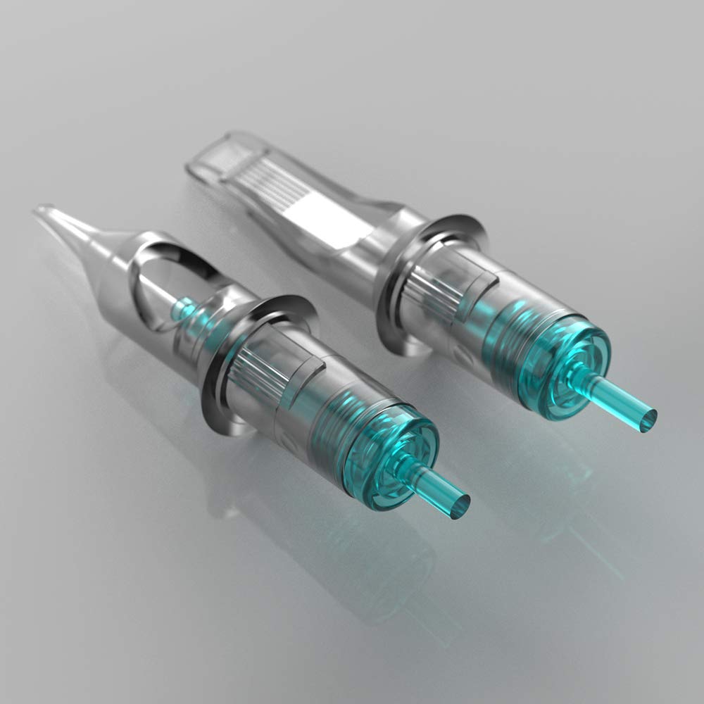 STIGMA Aquamarine Knight Tattoo Cartridges #10(7RL) 20Pcs Bugpin Disposable Tattoo Needle Cartridges with Membrane Round Liner EN02B-20-1007RL