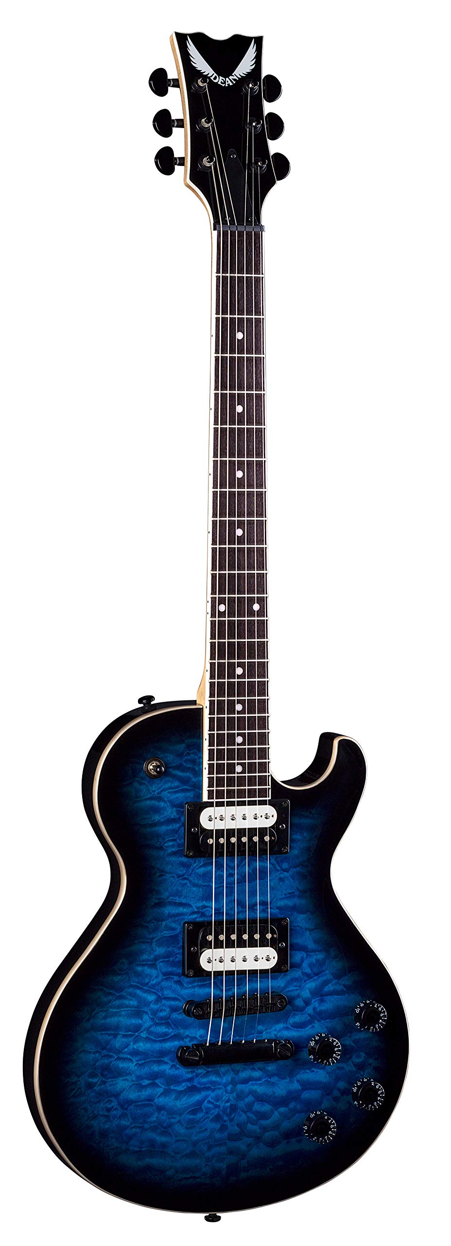 Dean Guitars 6 String Thoroughbred X Quilt Maple Electric Guitar, Trans Blue Burst, Right, (TBX QM TBB)