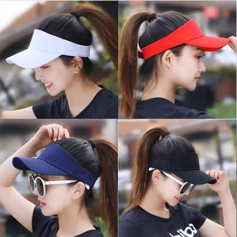 3 Pcs Sun Visor for Women Men Outdoor Sport Golf Tennis Softball, Adjustable Visors Hats 1600-3PC White