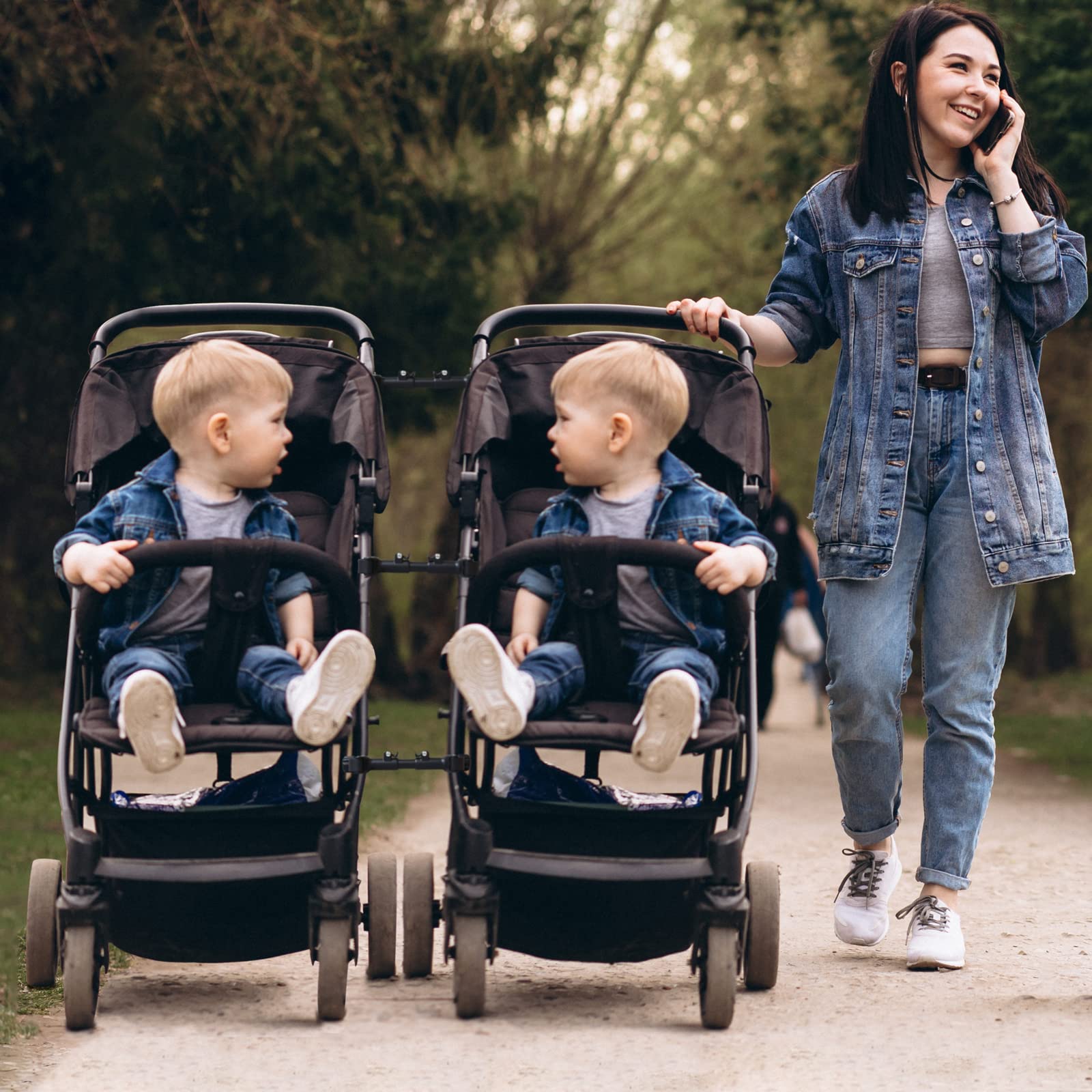3 Pcs Twin Stroller Connector Side by Side, Universal Stable Baby Stroller Pushchair Connectors, Detachable Adjustable 2 in1 Twin Dual Stroller Connector for Two Strollers Connection 