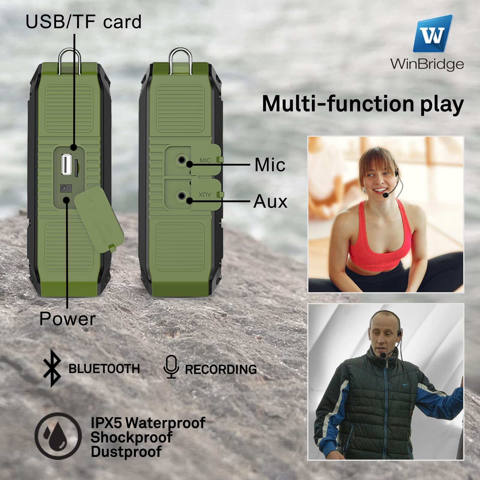 25W Bluetooth Voice Amplifier with Wired Microphone Headset and Speaker, Personal PA Speaker, Support Recording, Loop Playback- Ideal for Teachers, Outdoors, Tour Guides - M900