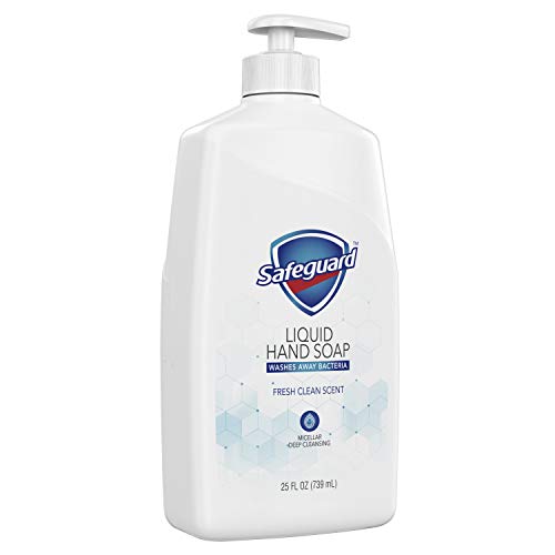 Safeguard Liquid Hand Soap, Washes Away Bacteria, Micellar Deep Cleansing, Fresh Clean Scent, 25 Oz (Pack of 4)