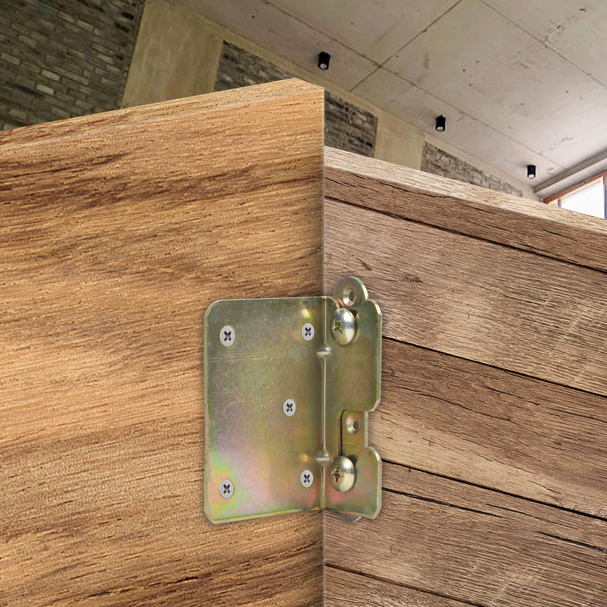 4 Sets Bed Rail Brackets Akamino Heavy Duty Non-Mortise Bed Rail Fittings with Screws for Connecting Wood, Headboards and Foot-Boards