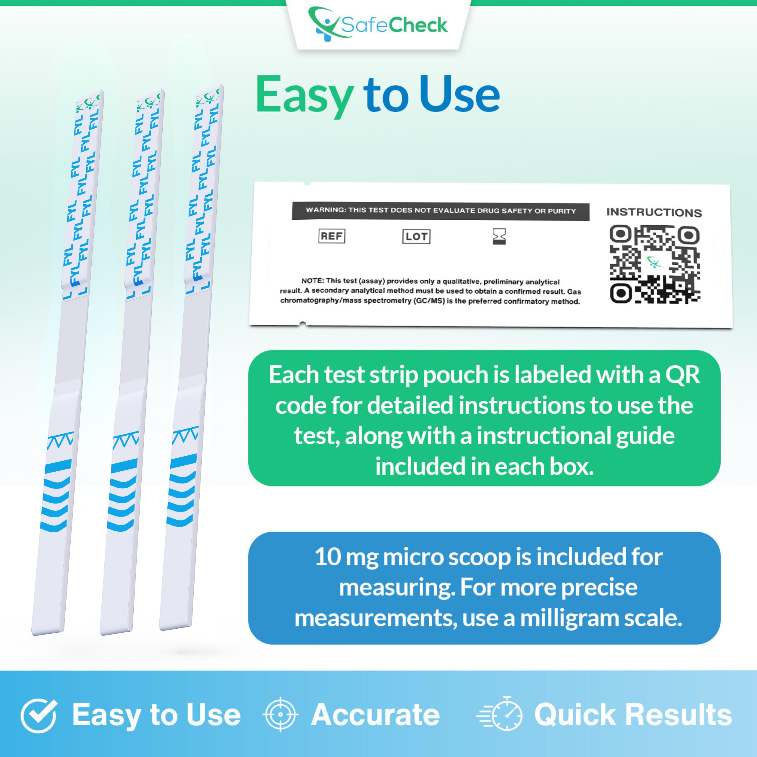 Fentanyl Test Strips 25 Pack | SafeCheck Highly Sensitive Fentanyl Test Strips for Testing Drugs | Fentanyl Testing Strips for Pills, Powders | Fentanyl Test Kit