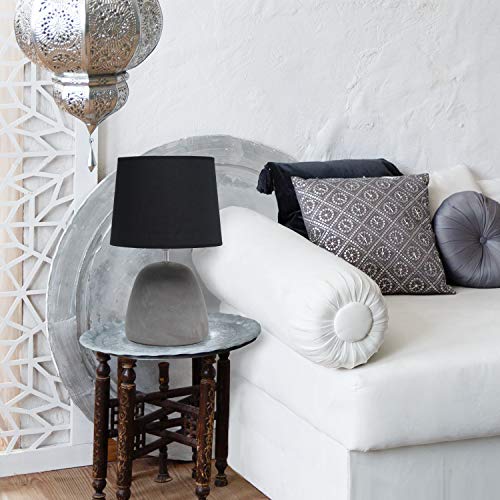 Simple Designs LT2058-BLK Round Concrete Table Lamp, Black 10.25"L x 10.25"W x 16.5"H