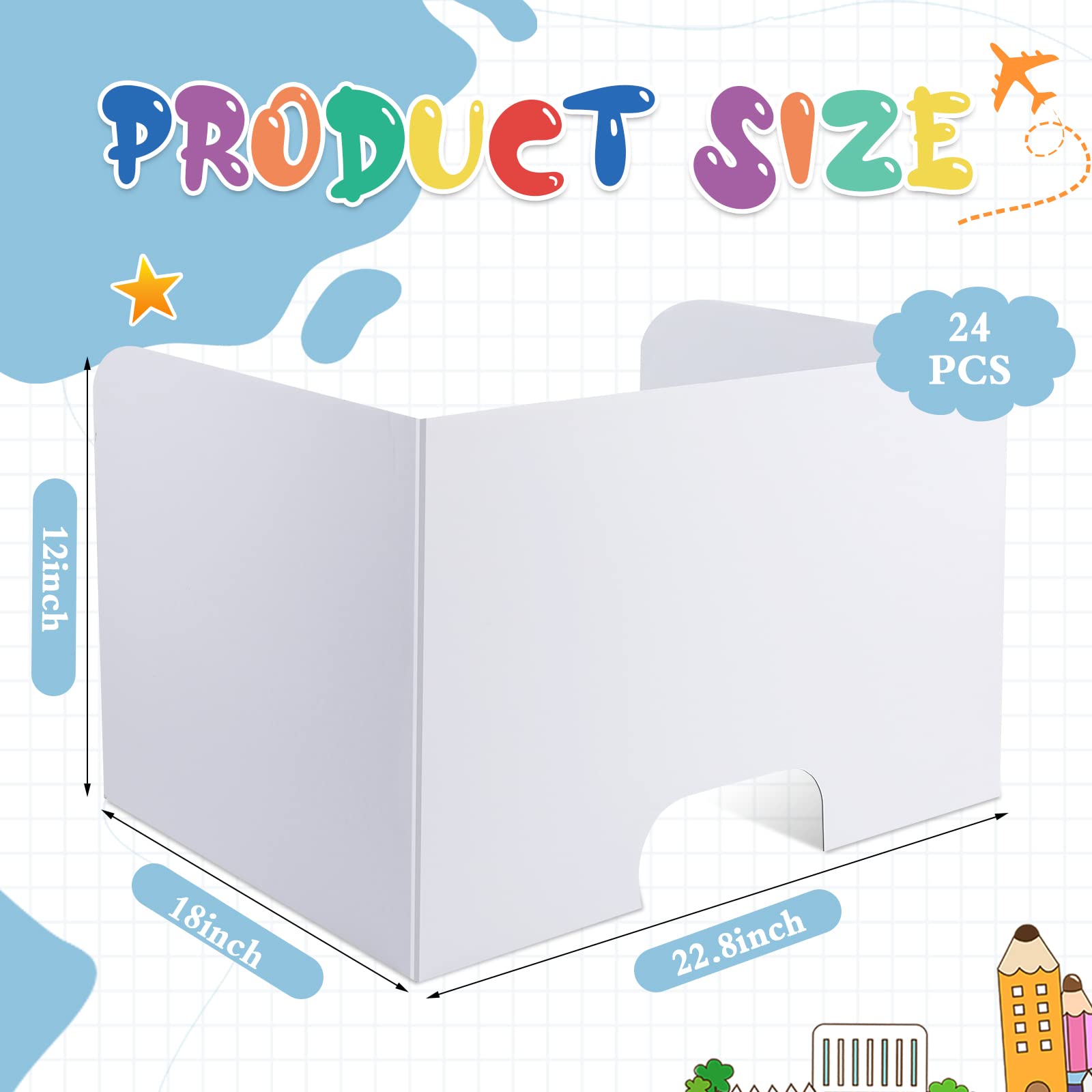 24 Pcs Privacy Boards for Students 18x22x13 Inch Classroom Desk Dividers Test Dividers Computer Lab Privacy Board Desk Privacy Panel Desktop Partition for School Office Home