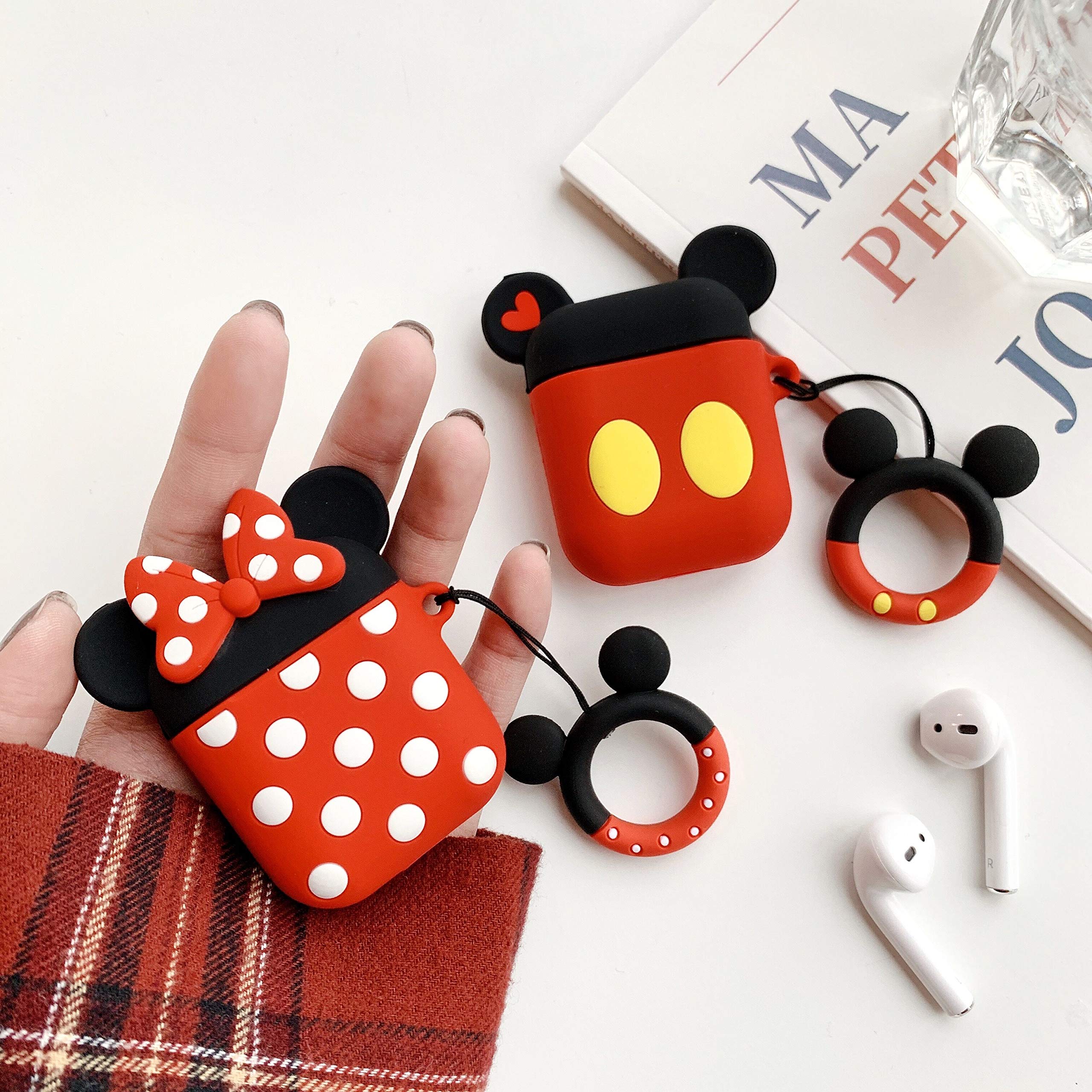 iFiLOVE Compatible with Airpods Case, Cute Cartoon Airpods Cover, Soft Silicone Shockproof Protective Case Cover Skin with Ring Buckle Holder for Apple Airpods 1 & 2 Charging Case(#2)