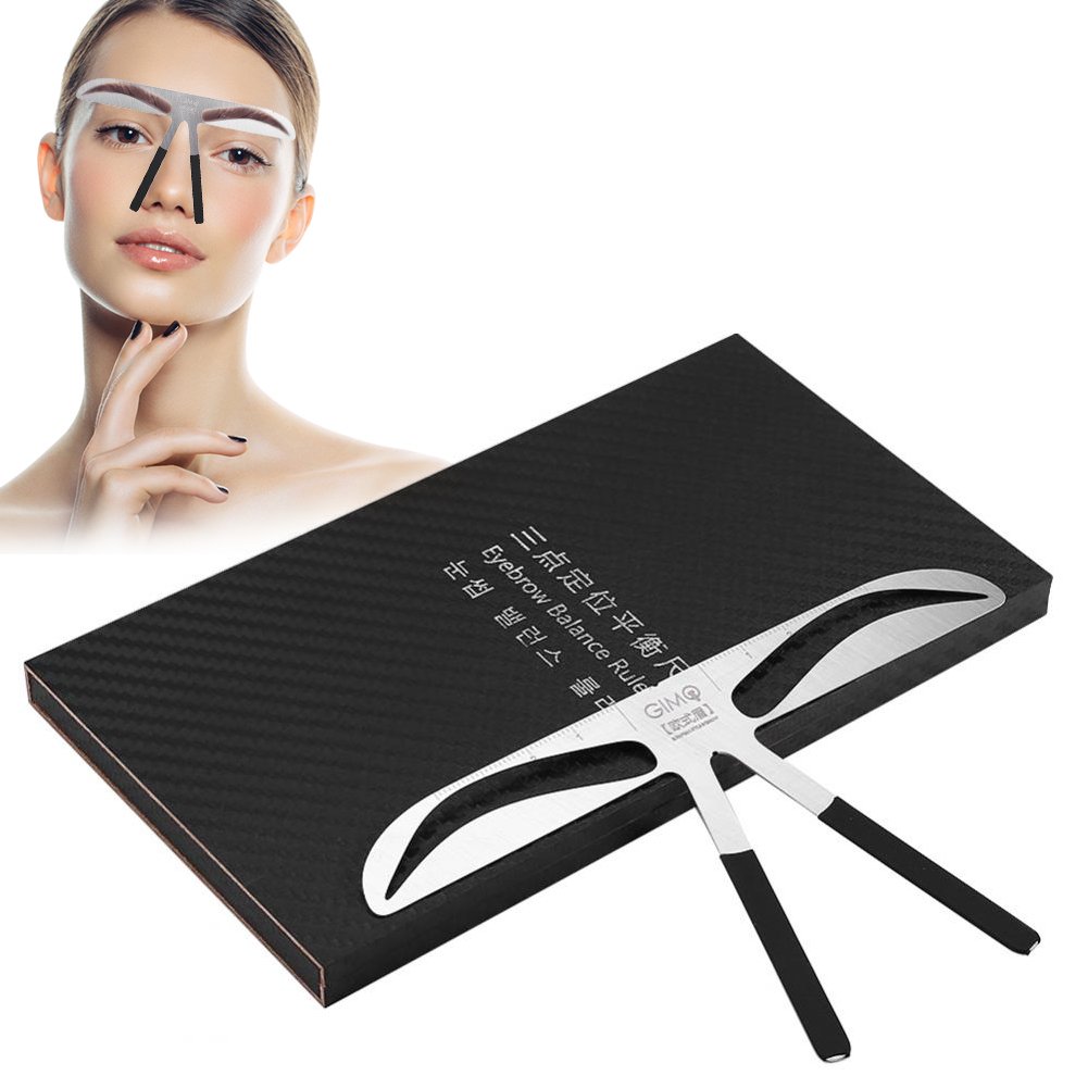 Eyebrow Shaping Stencil Kit Eyebrow Ruler Permanent Tattoo Makeup Stencil Shaper Extension Three-point positioning design Ruler Shape Stencil Stainless Steel Makeup Tool(European Style Eyebrow)