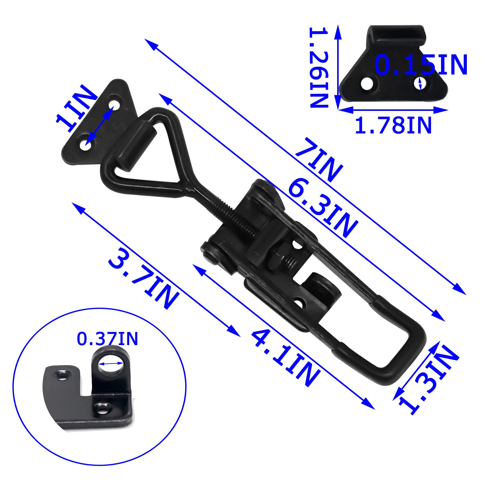 4Pack Heavy Duty Toggle Latch Clamp, 1320lbs 4003 Latch-Style Toggle Clamp with Lock Hook, Pull Action Latch with Catch Plate, Metal Quick Release Draw Latch for Trunk Jig Smoker Door Tool Boxes