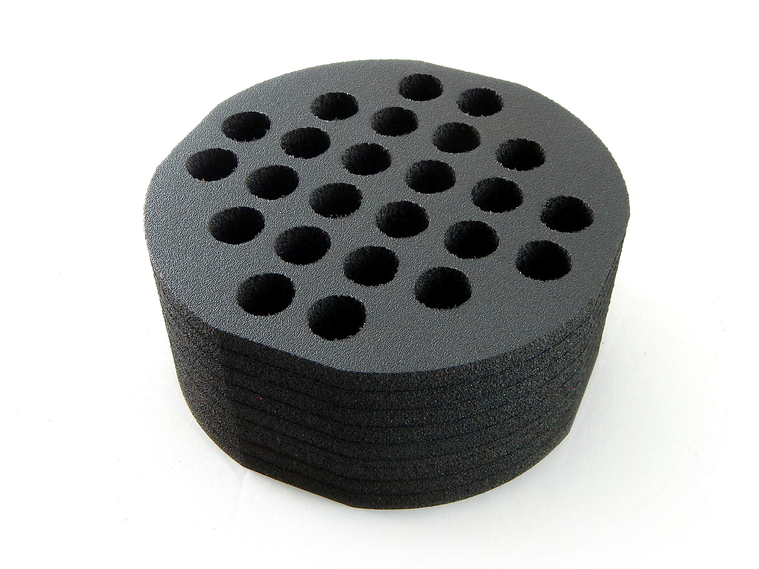 Polar Whale 2 Test Tube Racks Black Foam Round Shaped Holder Storage Organizer Stand Transport Holds 24 Tubes Fits up to 20mm Diameter