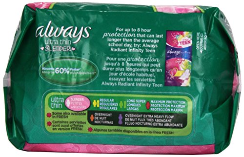 Always Ultra Thin Feminine Pads for Women, Slender FlexiWings, 36 Count