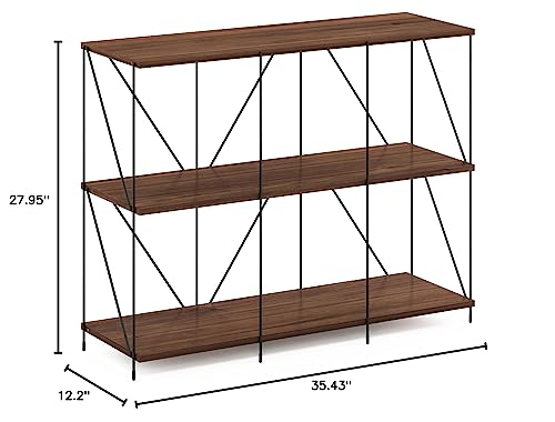 Furinno Besi 3 x 2 Industrial Multipurpose Shelf Display Rack with Metal Frame, Walnut Cove