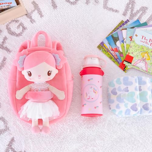 Gloveleya Toddler Backpack Kids Backpacks Rag Doll Girls Candy Doll Pink 9"
