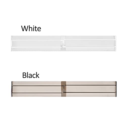 4PC Drawer Dividers Organizers, Adjustable Kitchen Drawer Organizer Clear Drawers Separators, Expandable 11-19 Drawer Organizers for Clothing Kitchen Utensils and Office Storage, White