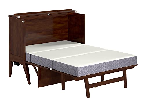 AFI, Northampton Murphy Bed Desk with Premium 6 Inch Folding Memory Foam Mattress and Built-in Charger, Full Size, Walnut
