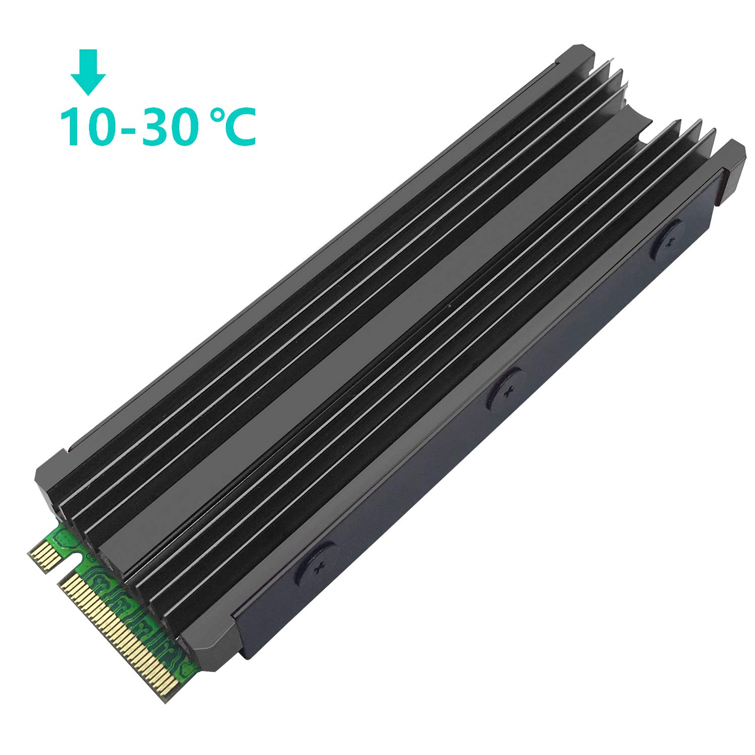 Voice on growth NVMe M.2 Aluminum Heatsink Cooler for 2280 M2 SSD Heat Sink with Silicone Thermal Pad (Black)