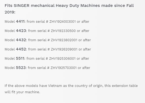 Singer 4411, 4423, 4432, and 4452 Mechanical Heavy Duty Sewing Machines Extension Table, Gray