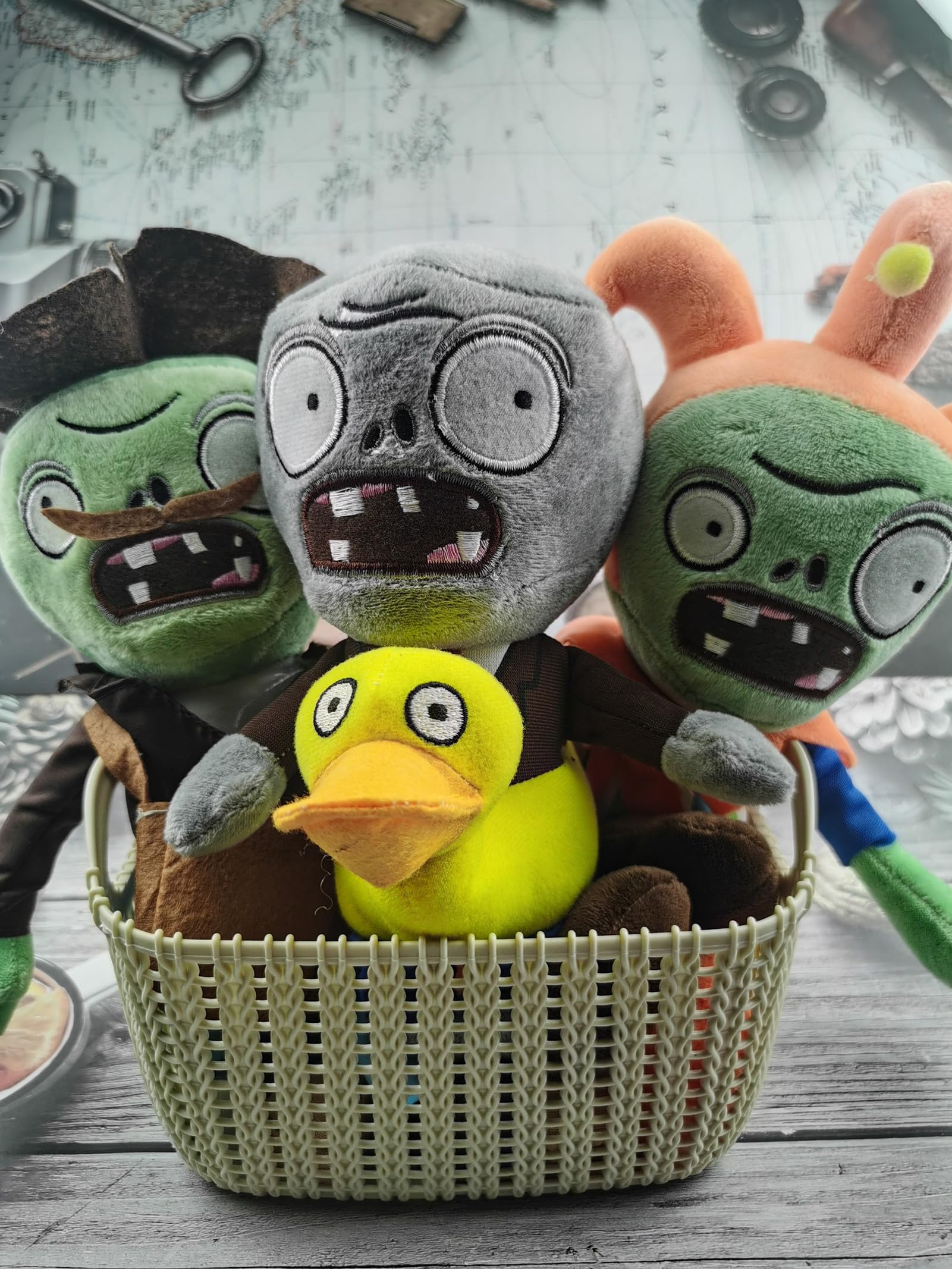 3 PCS Plants and Jester Plush Zombie Sets Toy Postman, 1 2 Stuffed Soft Jester Zombie Doll, Duck Zombies PVZ Plush Figure Doll New