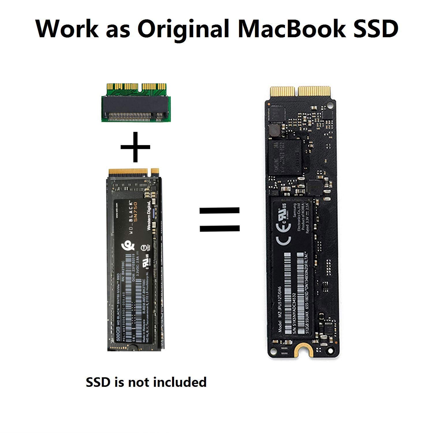 V VOILA REVE M.2 NVME MacBook SSD Convert Adapter for Upgraded MacBook Air Pro Retina Mid 2013-2017, AHCI SSD Upgraded Kit for A1465 A1466 A1398 A1502
