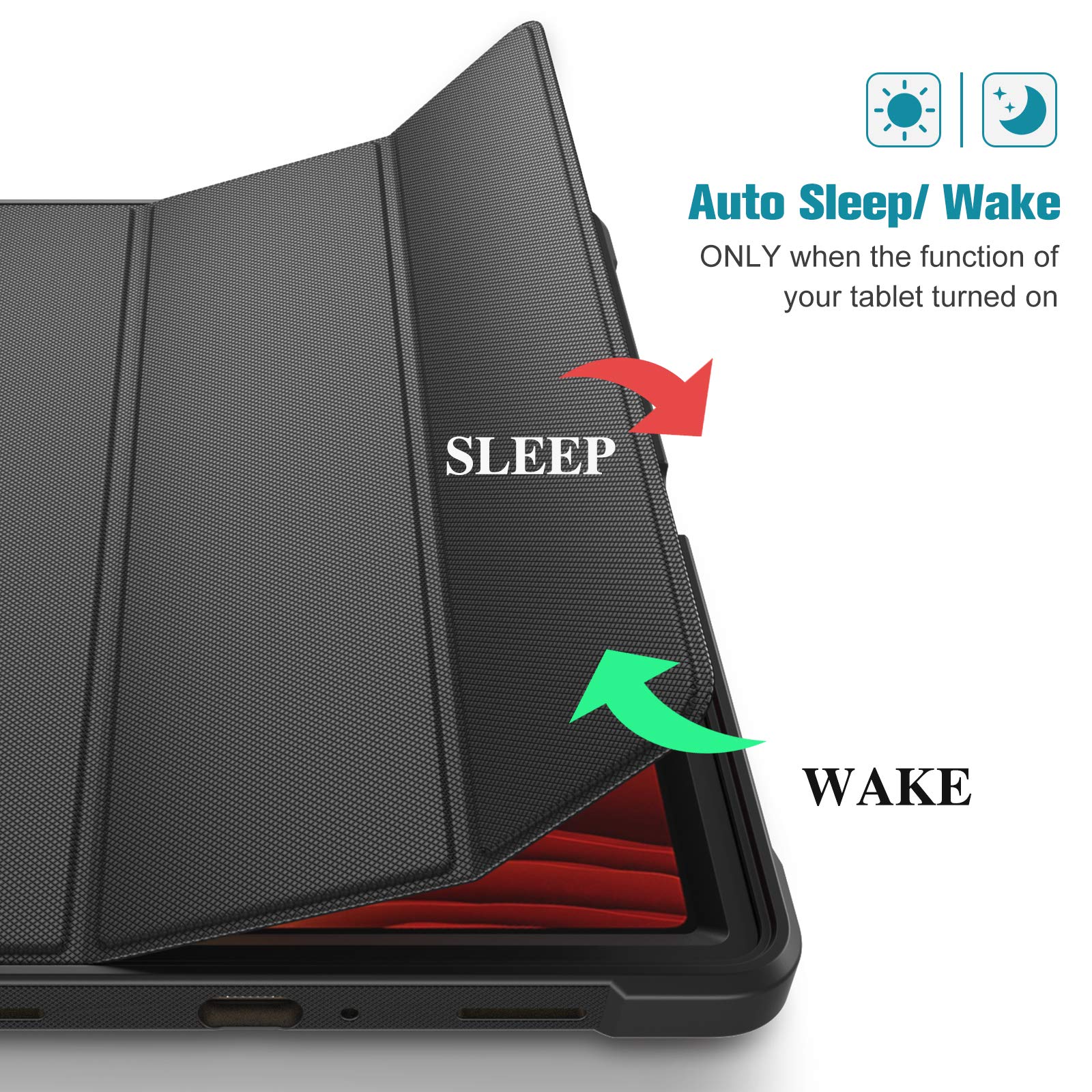ProCase for Galaxy Tab A7 Case 10.4 Inch 2020 (SM-T500/T505/T507), Full-Body Tri-fold Shockproof TPU with Built-in Screen Protector -Black