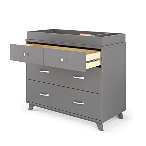 Child Craft SOHO 3 Piece Nursery Furniture Set, 4-in-1 Convertible Crib, 4 Drawer Chest and 3 Drawer Changing Table Dresser (Cool Gray)