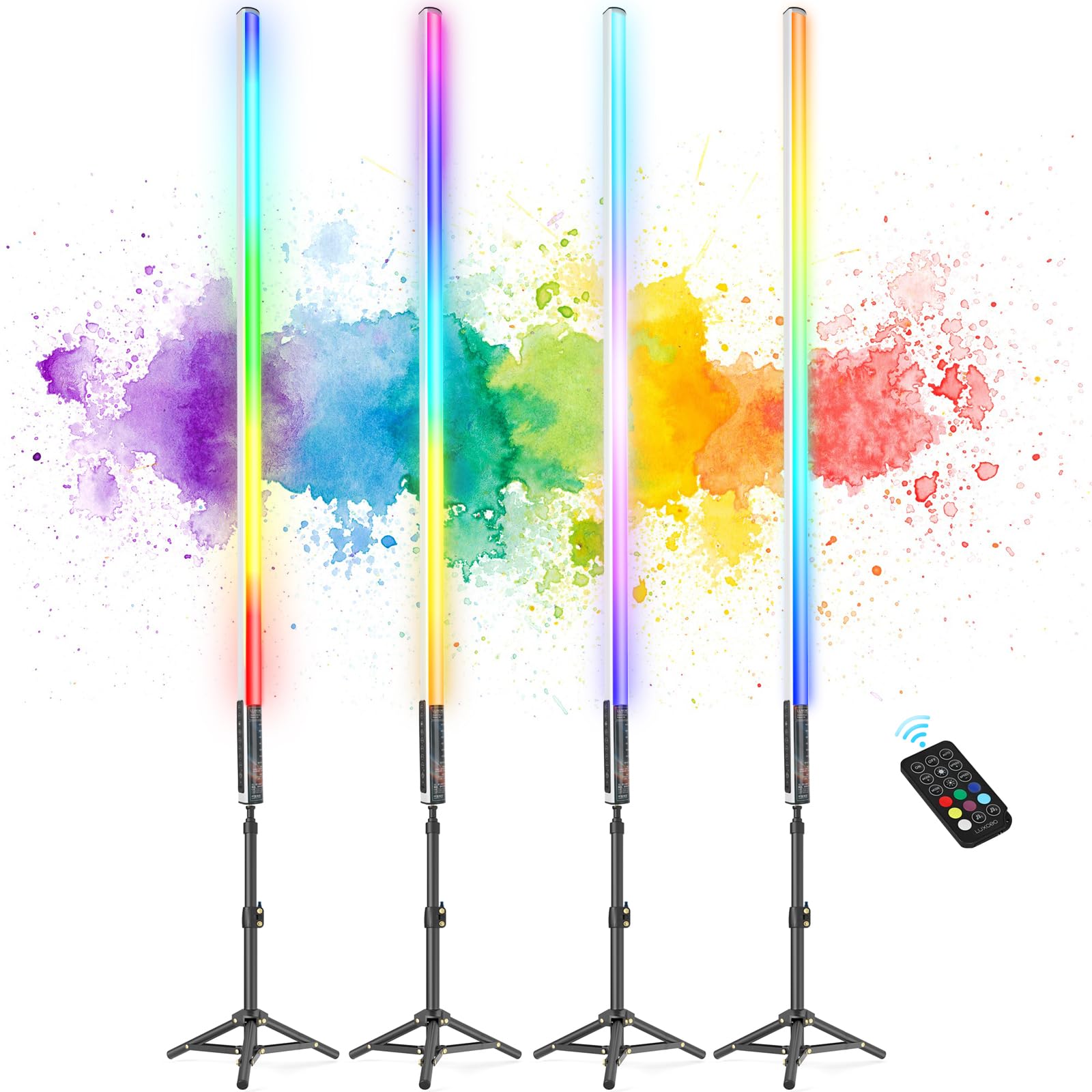 4 Pack 4ft Portable Battery Powered Tube Light 120cm Handheld LED Tube Lights with Tripods, 500 Vivid Effects, Light Tube for Video and Photography,Light Painting,YouTube,Video,TIK tok and Dance Club
