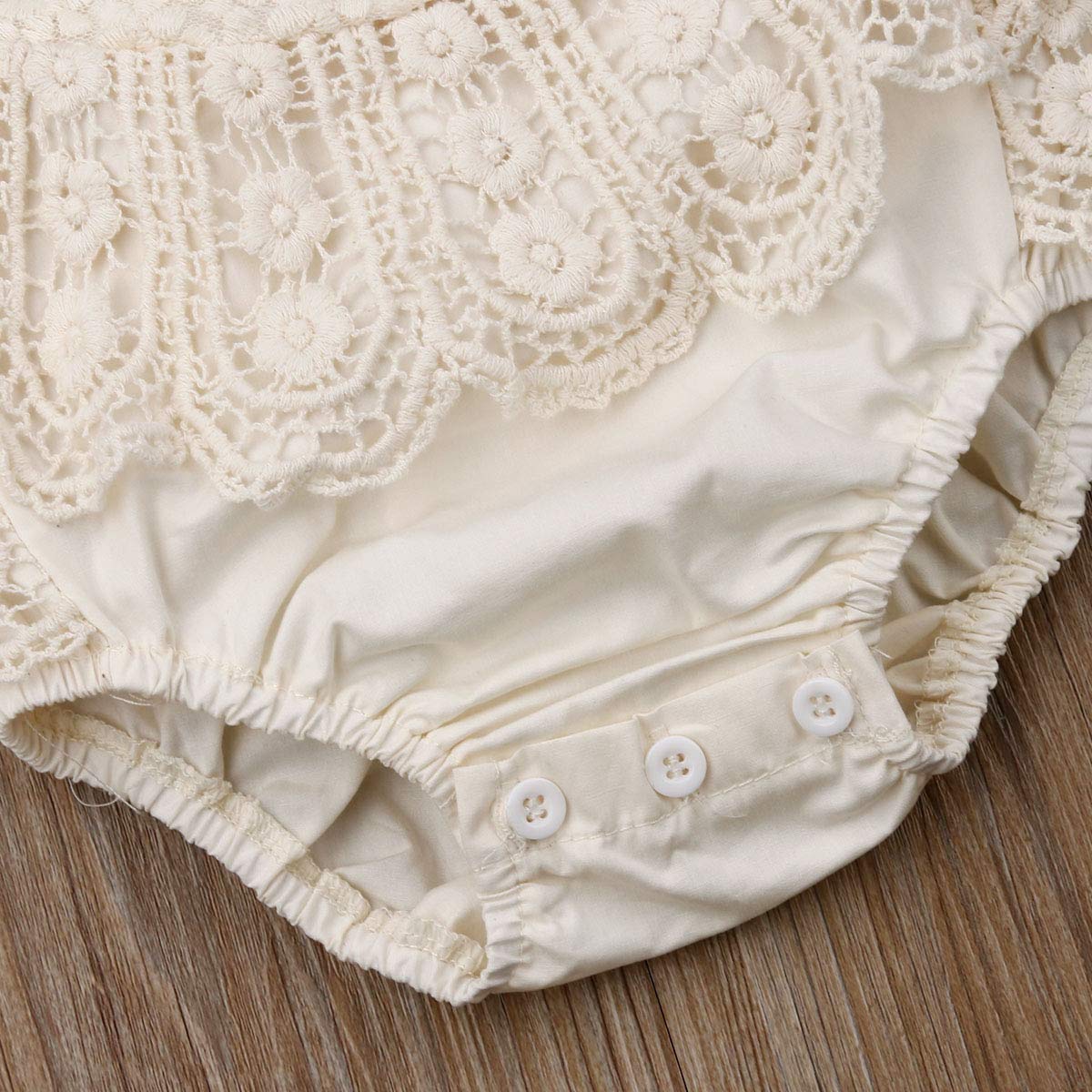 Newborn Infant Baby Girl Clothes Lace Halter Backless Jumpsuit Romper Bodysuit Sunsuit Outfits Set (Off White, 6-12 Months)