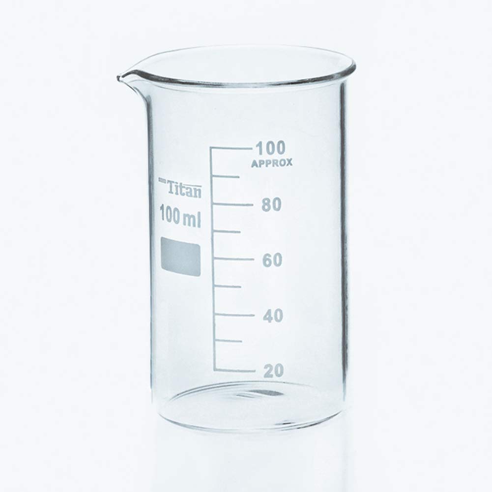 Scientific Glass Beaker, Vol. 100ml, 3.3 Borosilicate Griffin High Form with Printed Graduation, Pack of 6
