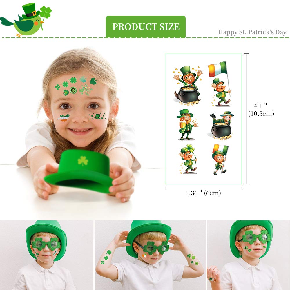 St Patricks Day Tattoos,Shamrock Tattoos,Saint Patricks Day Temporary Tattoos Stickers for Face,Clover Tattoo,