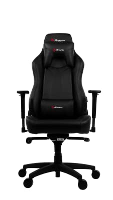 Arozzi - Vernazza Premium PU Leather Ergonomic Gaming/Office Chair with High Backrest, Recliner, Swivel, Tilt, Rocker, Adjustable Height & Adjustable Lumbar & Neck Support - Black - Red Accents