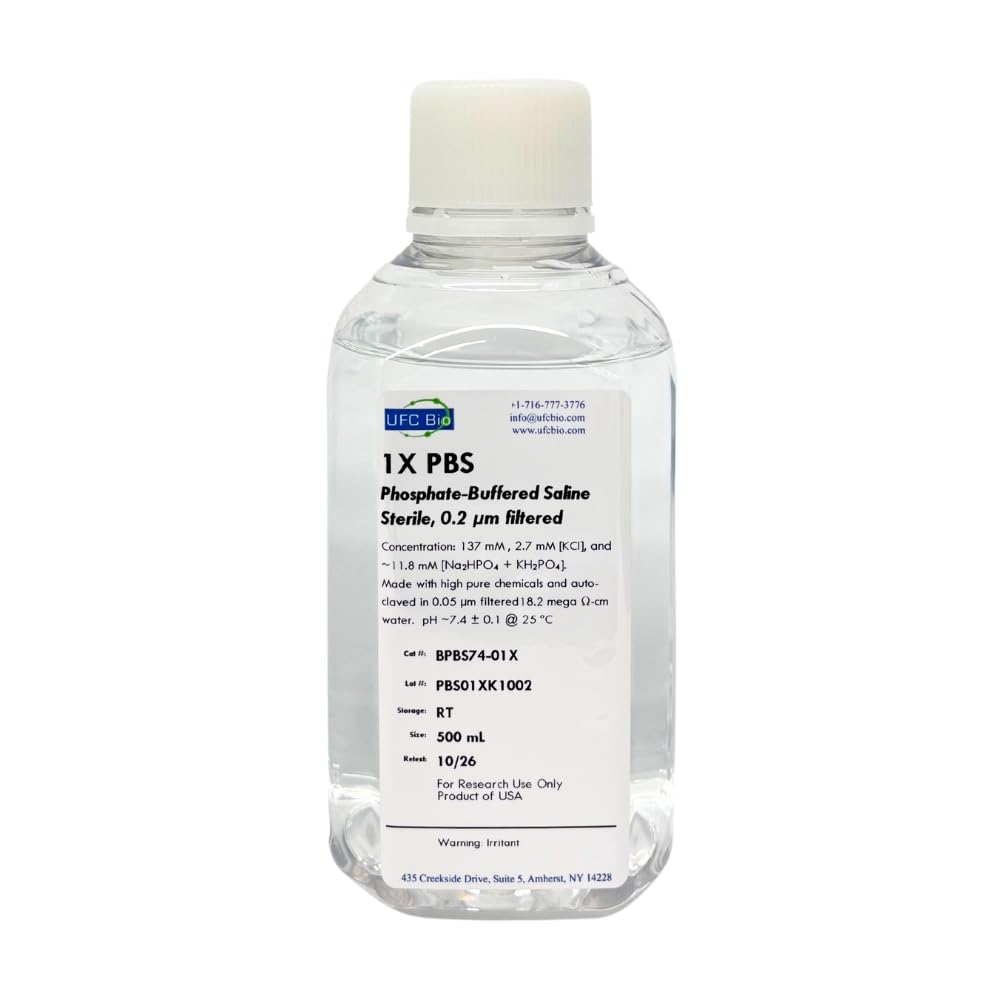 1X PBS (Phosphate Buffered Saline), pH 7.4 - Molecular Biology Grade - RNase/DNase Free, Sterile Filtered - 500 mL