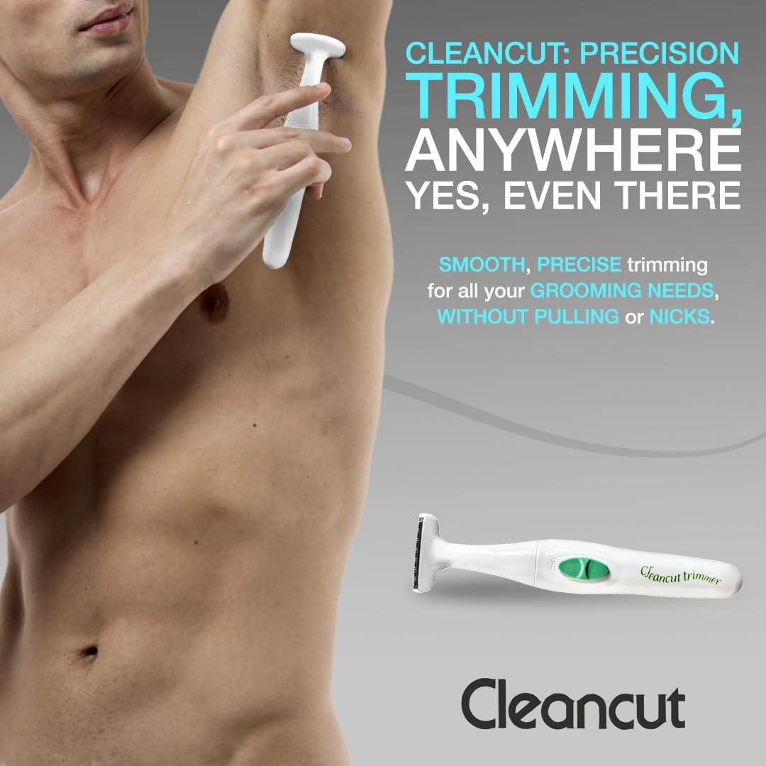 Cleancut T-Shape Personal Shaver for Men and Women, Pubic Hair Trimmer for Intimate Areas, Cordless, Designed for Full Body Grooming – Made in Japan
