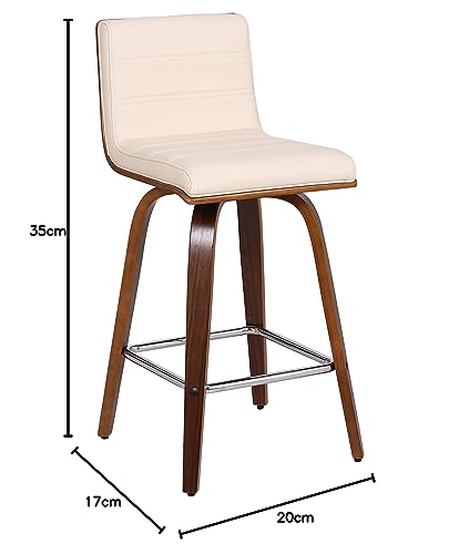 Armen Living Vienna Counter Height Bar Stool Kitchen and Dining, 26" Cream/Walnut, More color/size option