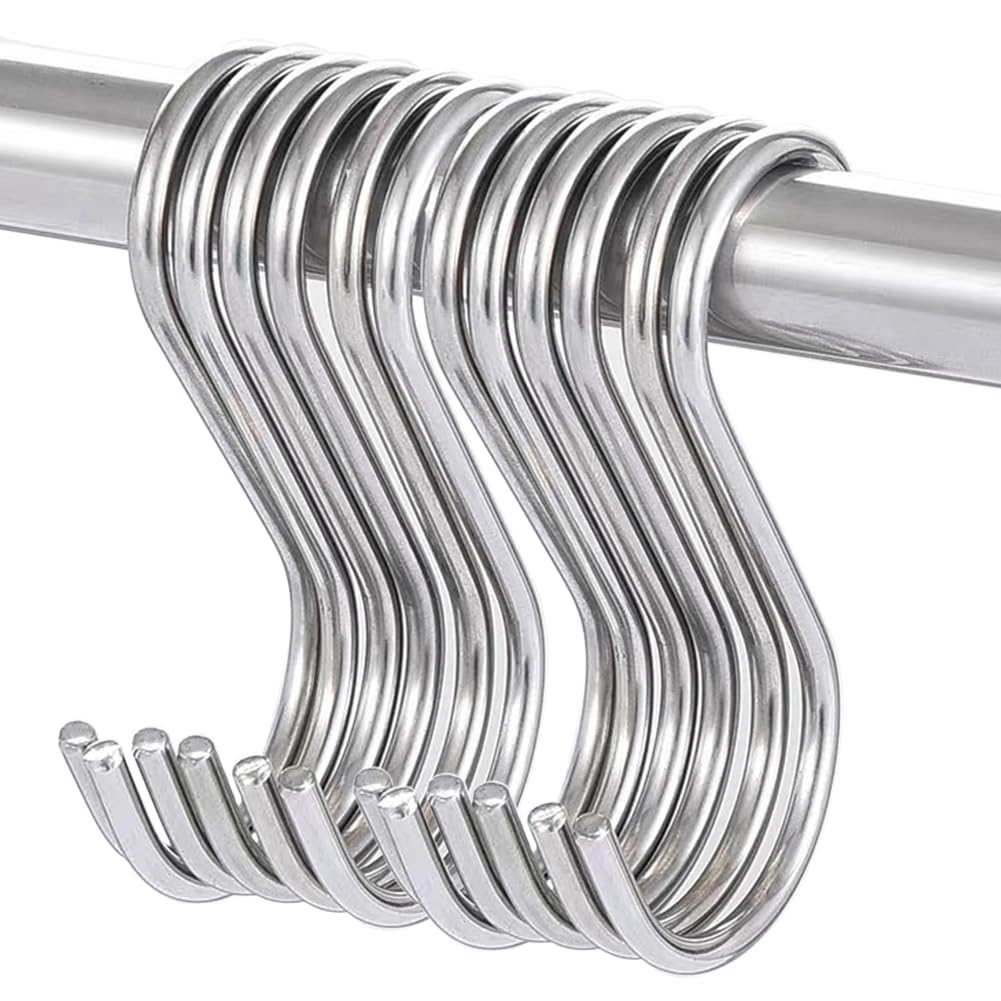 AMZFULY 20Pcs S Hooks for Hanging,3.5 inch S Shaped Hooks for Kitchenware Pots Work Shop Utensils Clothes Bags Bathroom Towels Garden Plants