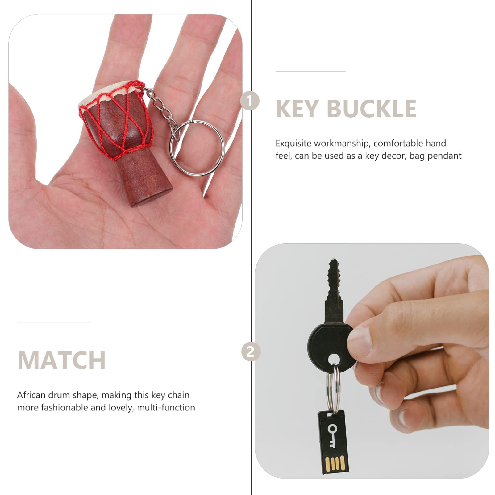 ARTIBETTER Music Lover Gift 3Pcs Djembe Drum Keychain Congo African Wood Drum Goblet Keyring Pendant Car Key Holder Backpack Bag Hanging Ornament for Souvenir Gift Mini African Drum
