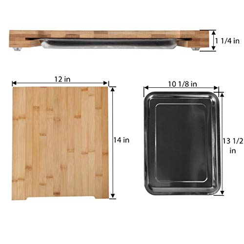 Lily’s Home Mess-Free Bamboo Cutting Board With Slide Out Drawer Tray, Large