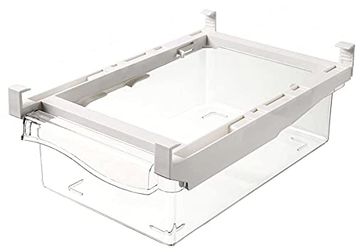 SmarTopus Refrigerator Pull Out Bin,Snap On Drawer Fridge Mate,Fridge Storage Box/Drawers/Rack, Refrigerator Bin Home Organizer for Fridge Shelf Thickness Under 0.6"