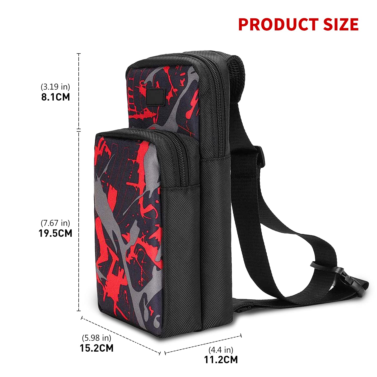 GOLDCHAMP Switch Travel Bag, Portable Nylon Water Resistant Shoulder Bag Storage Backpack, for Nintendo Switch Console/Dock/Switch Accessories, Chest Bag compatible with Nintendo Switch