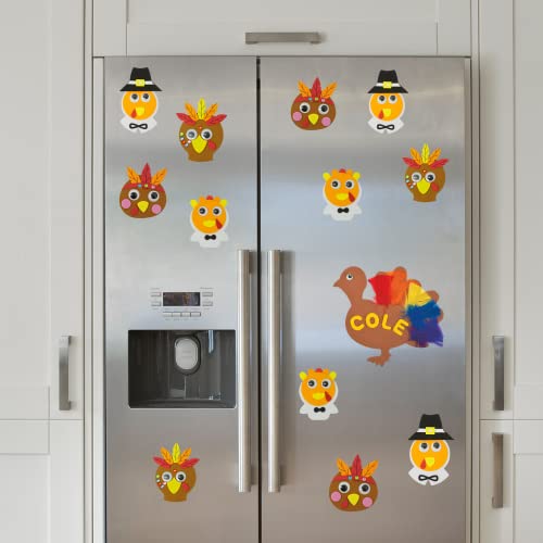 4E's Novelty Thanksgiving Crafts for Kids (12 Pack) Pilgrim Turkey Foam Magnet Craft Kit Bulk Thanksgiving DIY Activity for Toddlers, Kids, Adults